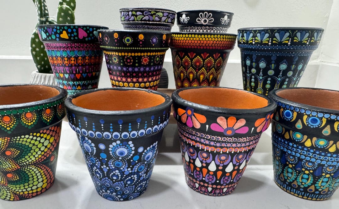 Hand Painted Flower Pots - Etsy