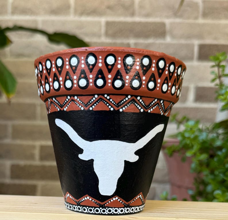 Texas Longhorn Hand Painted Flower Pots - Etsy