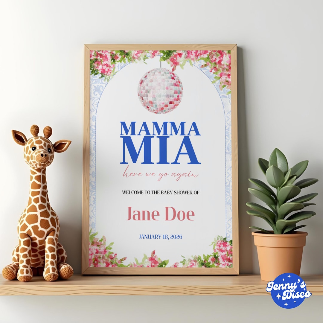 Mamma Mia Here We Go Again Baby Shower Welcome Sign (customizable Canva ...