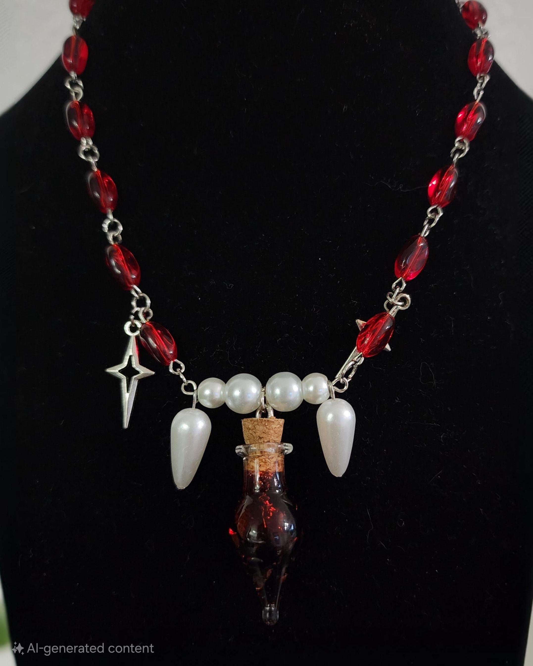Vampire Teeth Inspired Beaded Necklace - Etsy