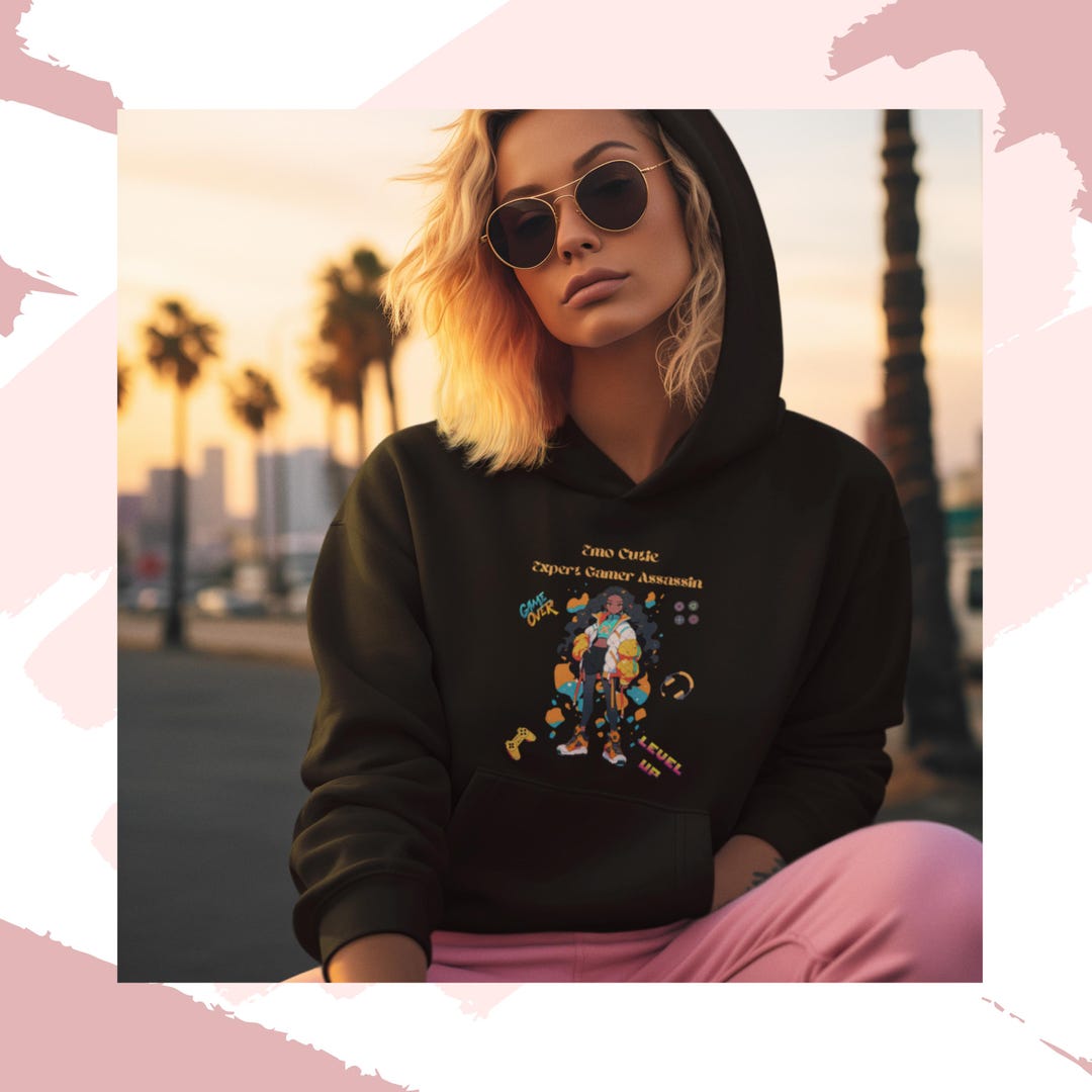 Chic Emo Gamer Hoodie Stylish Assassin Vibes for Gamer Girls - Etsy