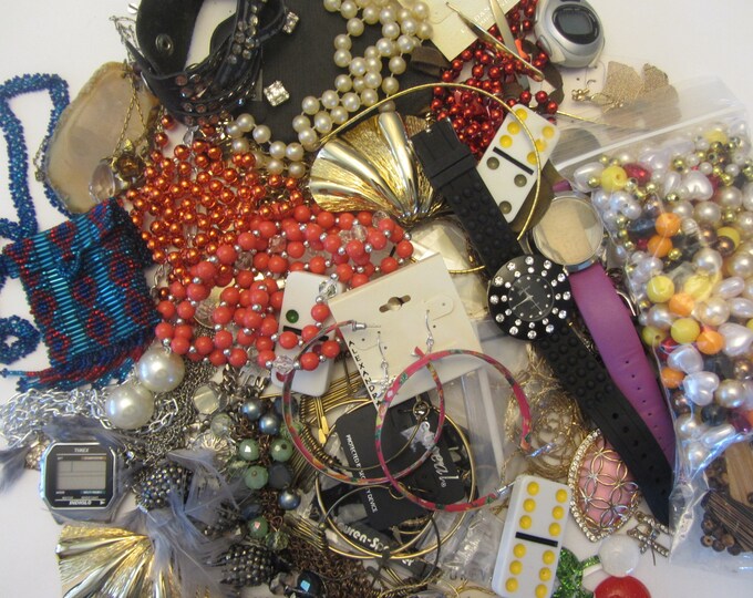 Mixed Destash Jewelry Lot Broken Jewelry Beads Repurposing Jewelry JUNK ...