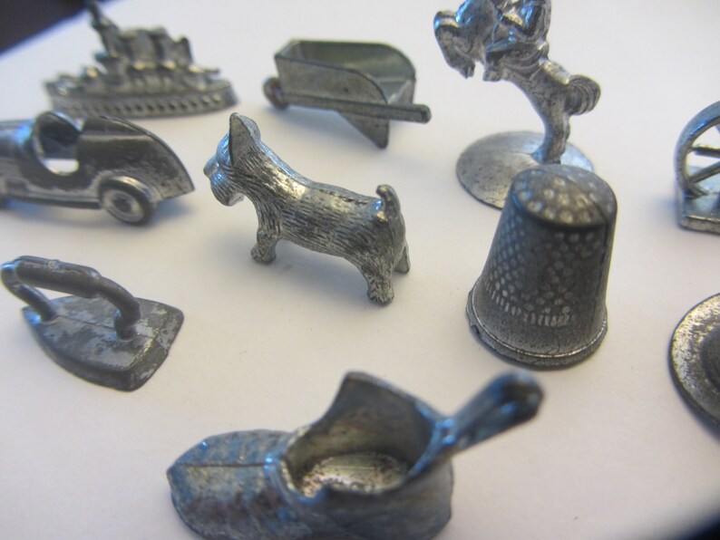 Vintage Monopoly Games Pieces Tokens Silver Metal Monopoly Game Tokens ...