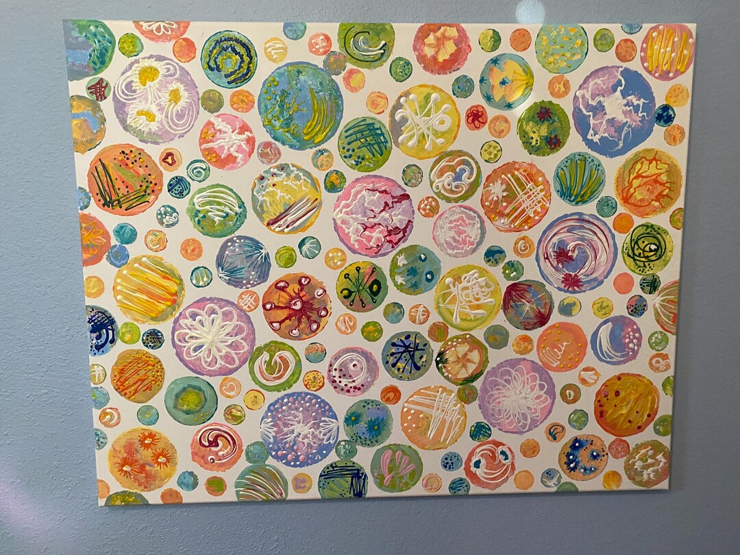 Acrylic 3D Petri Dish Painting 24"x30" Abstract and Deco Fungi Bacteria ...