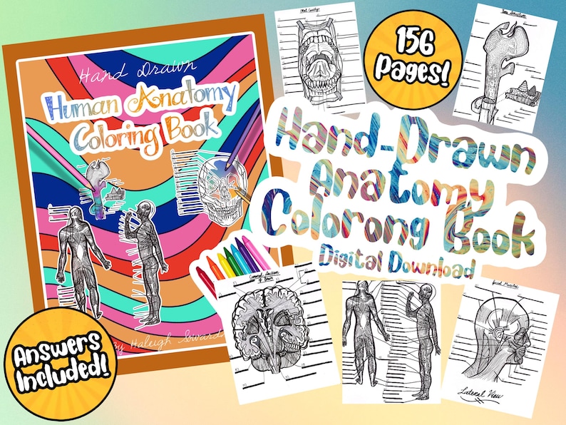 DIGITAL DOWNLOAD A&P Hand-drawn Coloring Book PDF Educational for Med ...