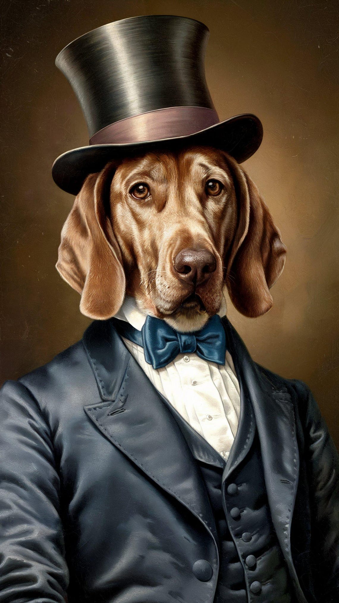 Aristocratic Hound – Regal Dog in Top Hat and Suit Art Print - Classic ...