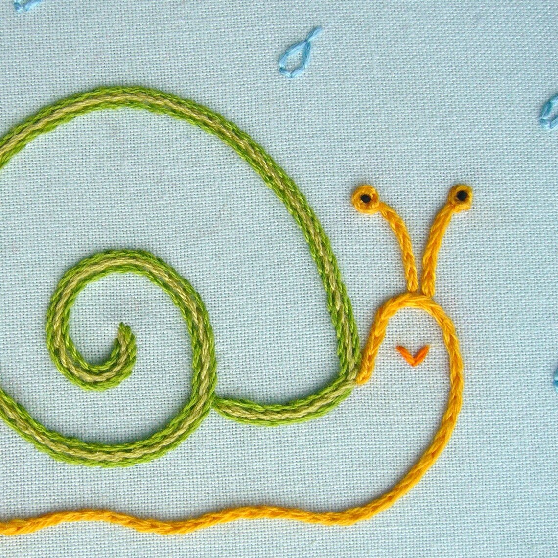 Snail in Rain Pattern for Hand Embroidery - Etsy