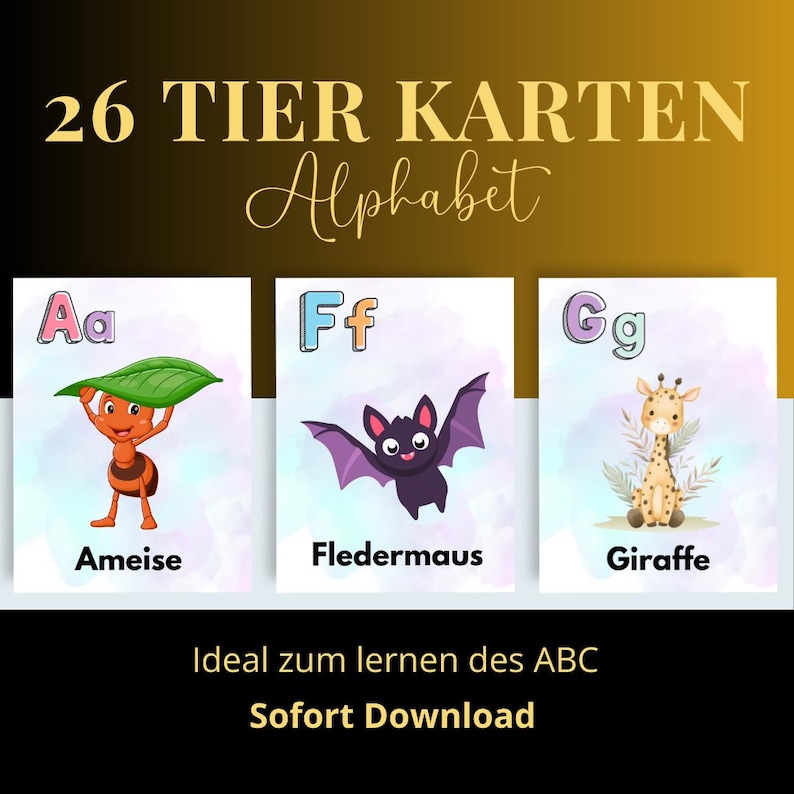 Alphabet Cards Animals | 26 Learning Cards for Children | ABC Learning ...