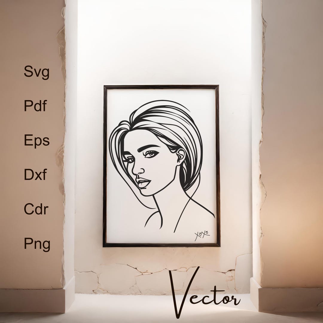Handsome Woman SVG Minimalist Line Art for T-shirts, Sublimation, Laser ...