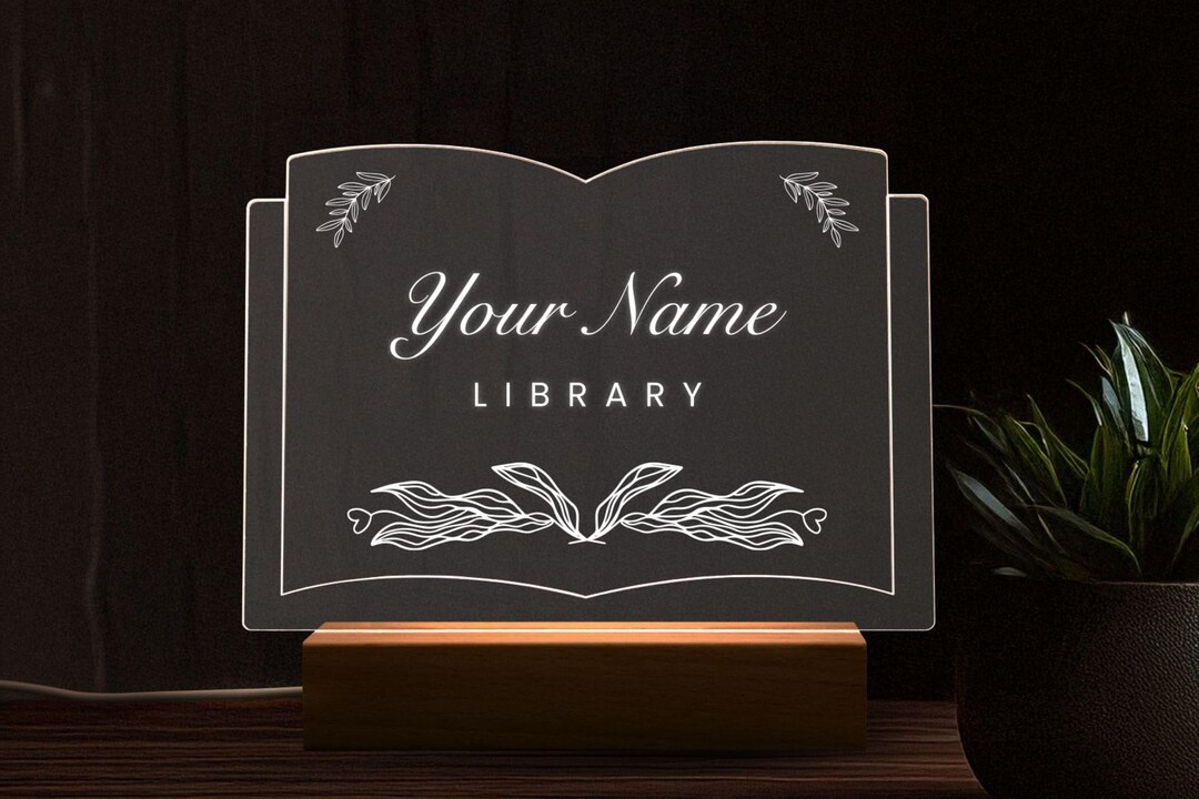 Personalized Library Sign, Library Decor, Bookshelf Decor, Book Lover ...