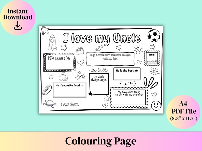 Happy Birthday Uncle Colouring Page - All About My Uncle - Keepsake ...