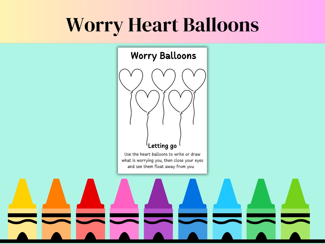 Worry Balloons Kids Mental Health Teachers Worksheet Resources Instant ...