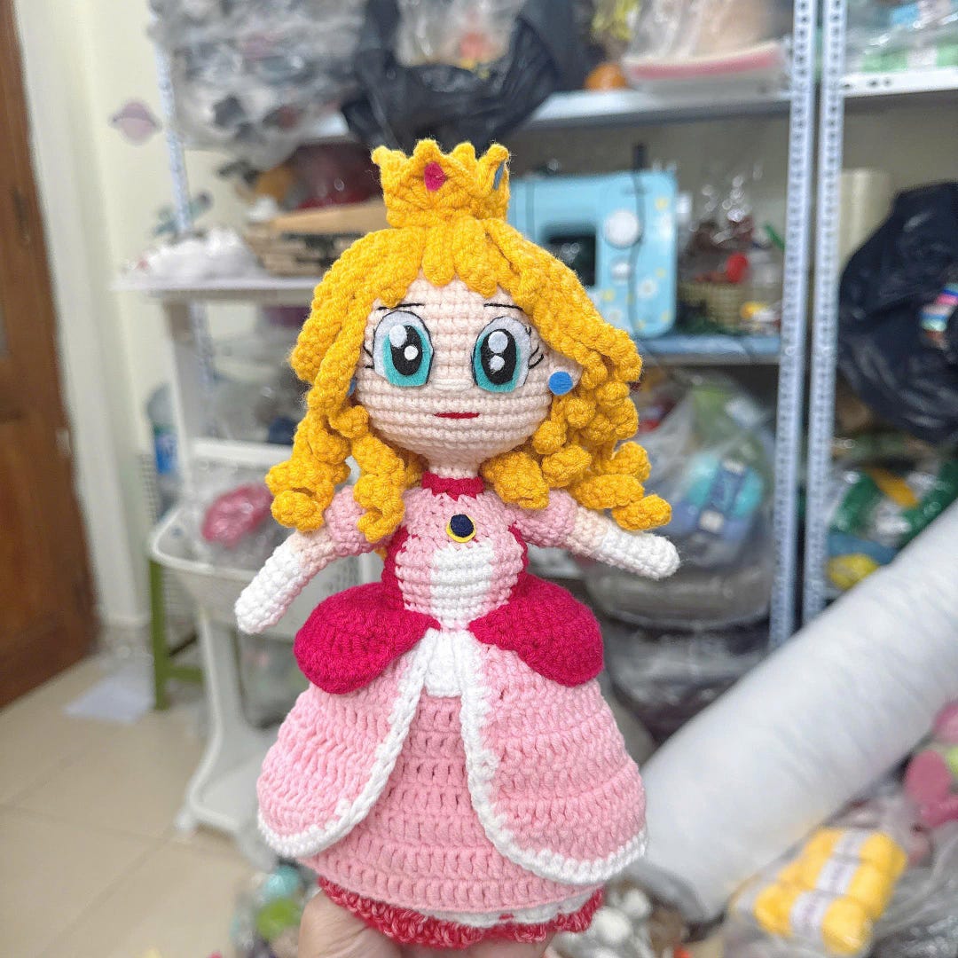 Princess Crochet, Crochet Pink Princess Doll, Princess Handmade ...