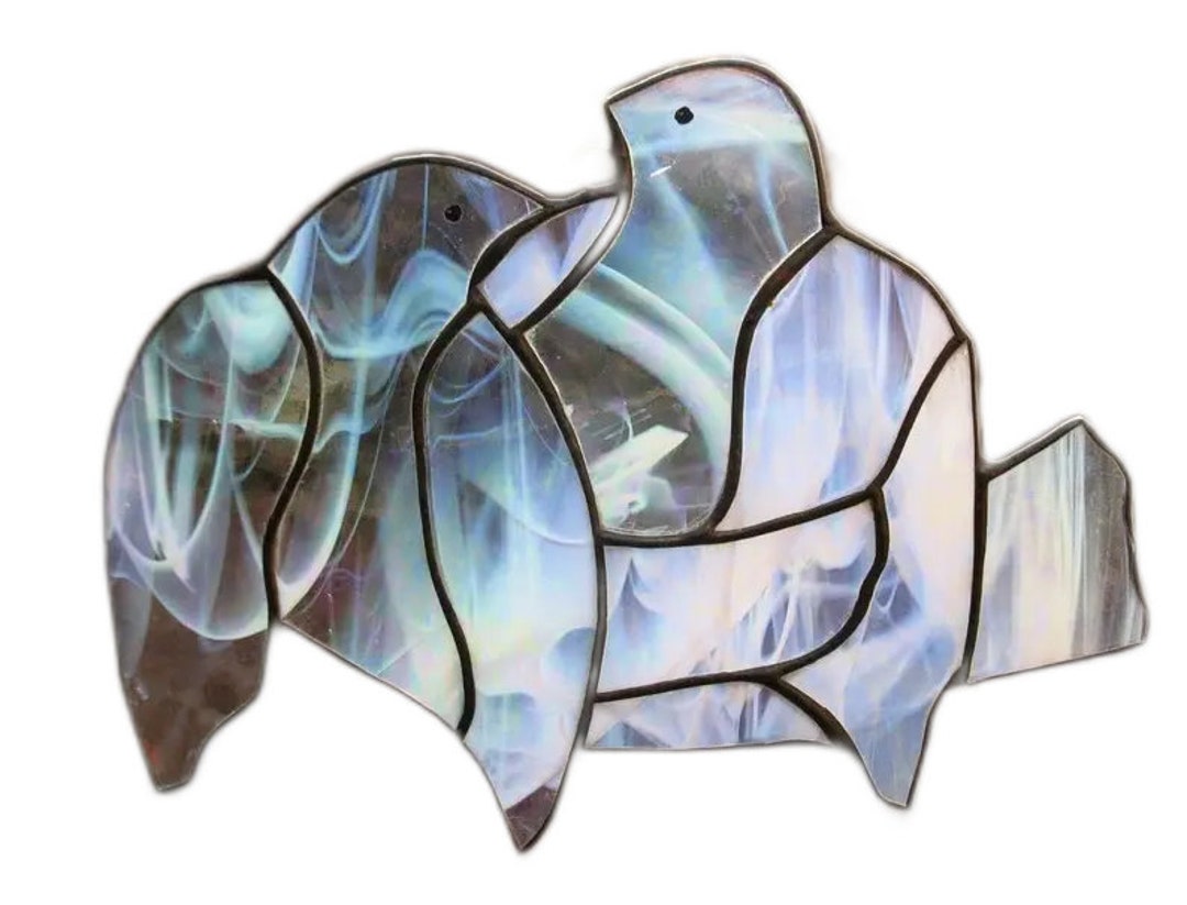 Handmade Stained Glass Mourning Dove Birds Love Doves Sun Catcher White ...