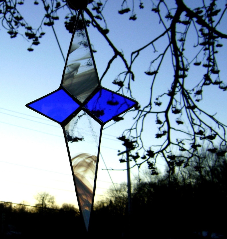Stained Glass Star Christmas Art Glass North Star Blue Art - Etsy