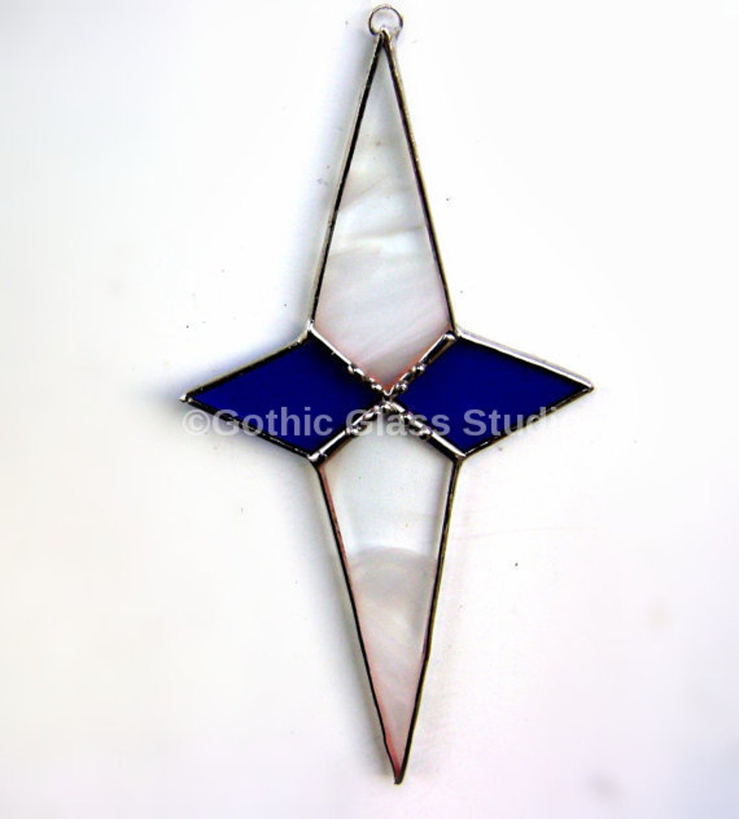Stained Glass Star Christmas Art Glass North Star Blue Art - Etsy