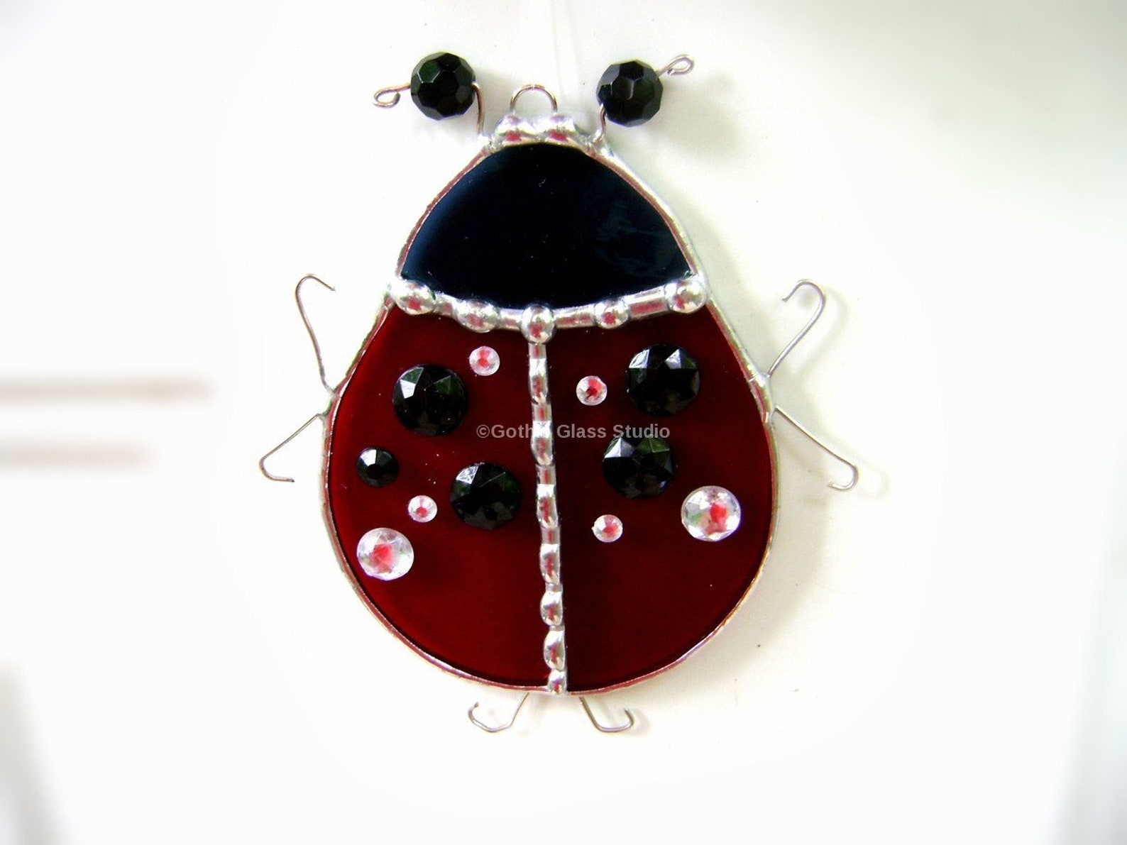 Ladybug Stained Glass Art Glass Ladybug Lady bug Suncatcher | Etsy