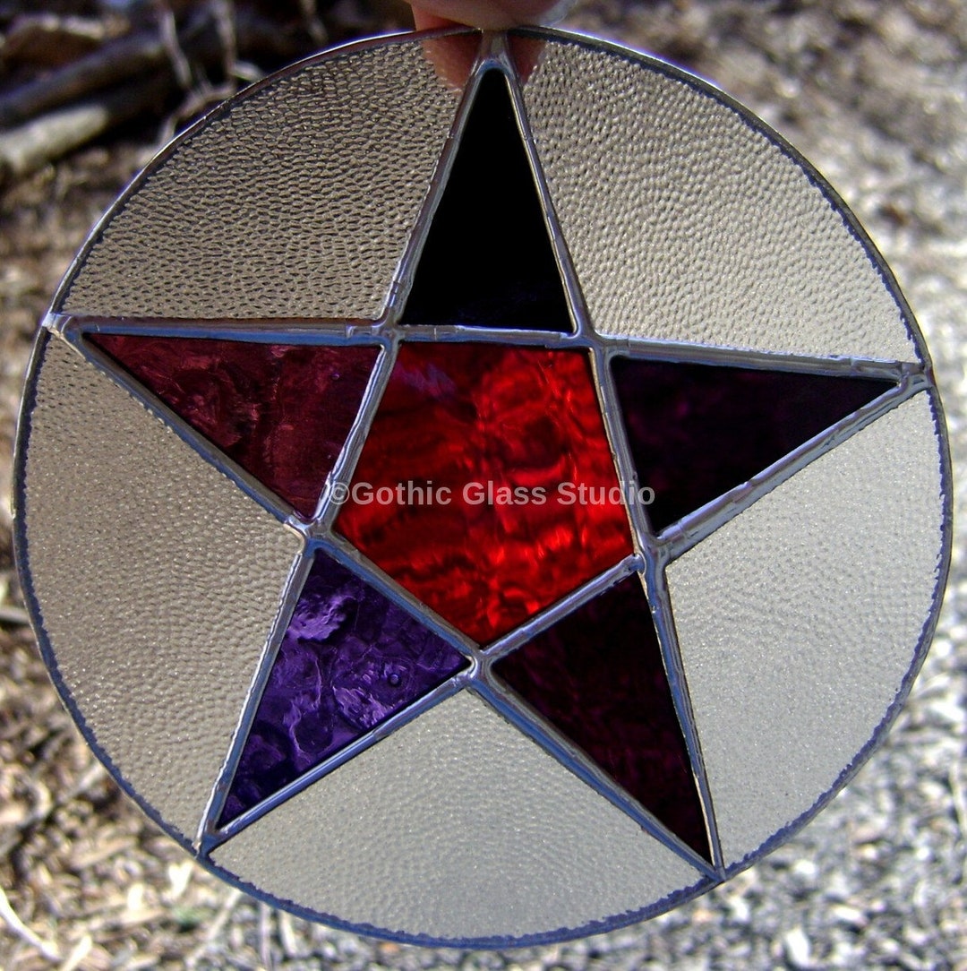 Stained Glass Pentagram Suncatcher: Gothic Wicca Pagan Decor - Etsy