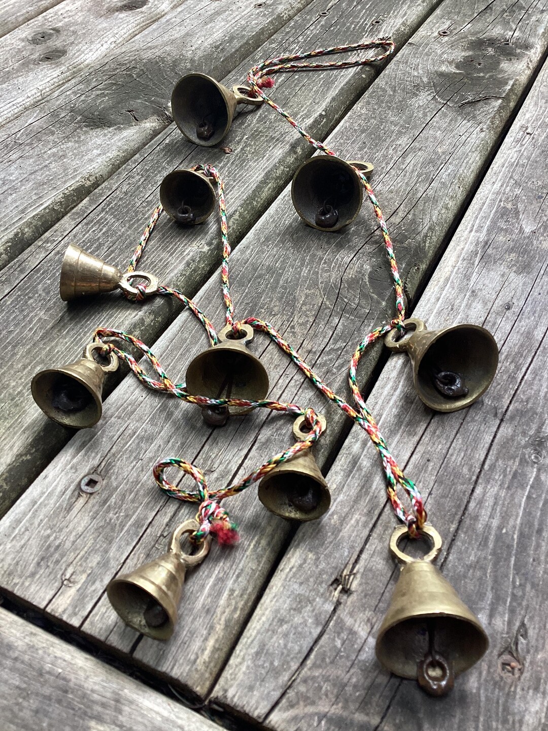 Vintage Brass Bells Wind Chimes: Gothic Harmony Door Decor Horse Sleigh ...