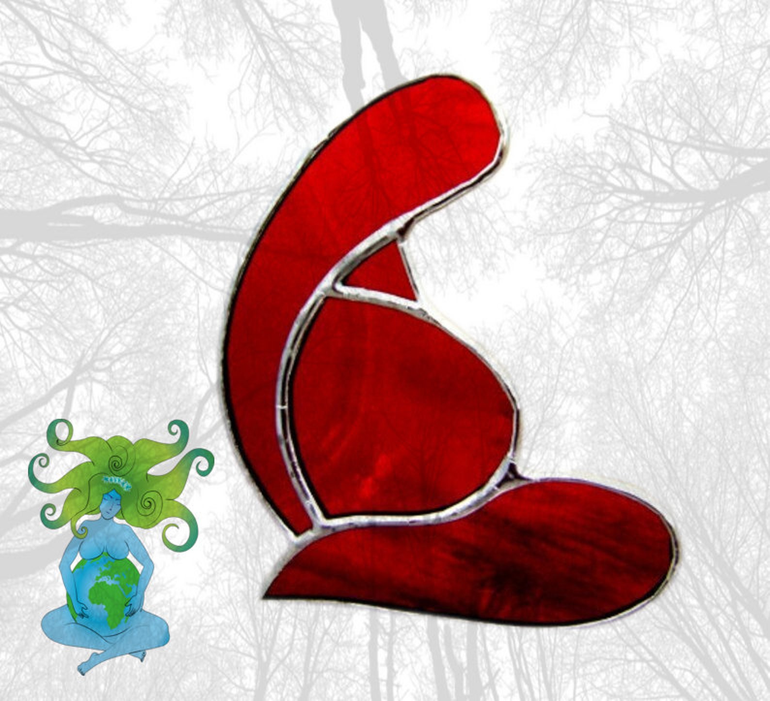 Stained Glass Goddess Art Deco Red Art Glass Goddess Birth Goddess ...