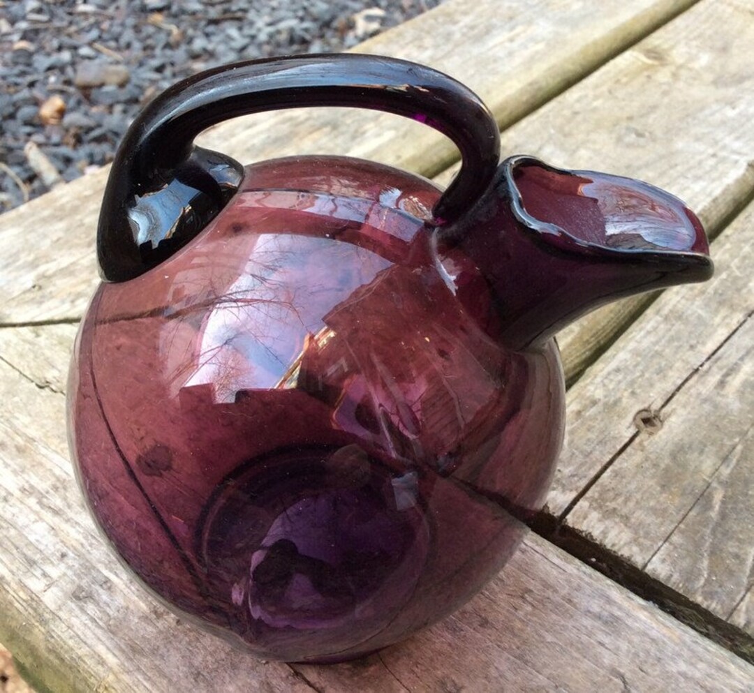 Vintage Black Romantic Gothic Purple Glass Pitcher Jug Vase, Black ...