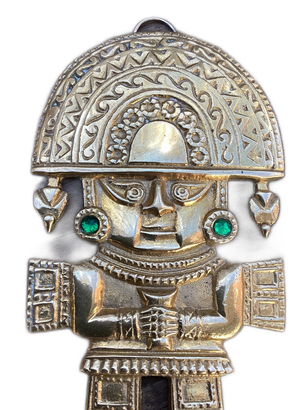 Vintage Embossed Brass Tumi God Peru Peruvian Totem Wall Door Plaque ...