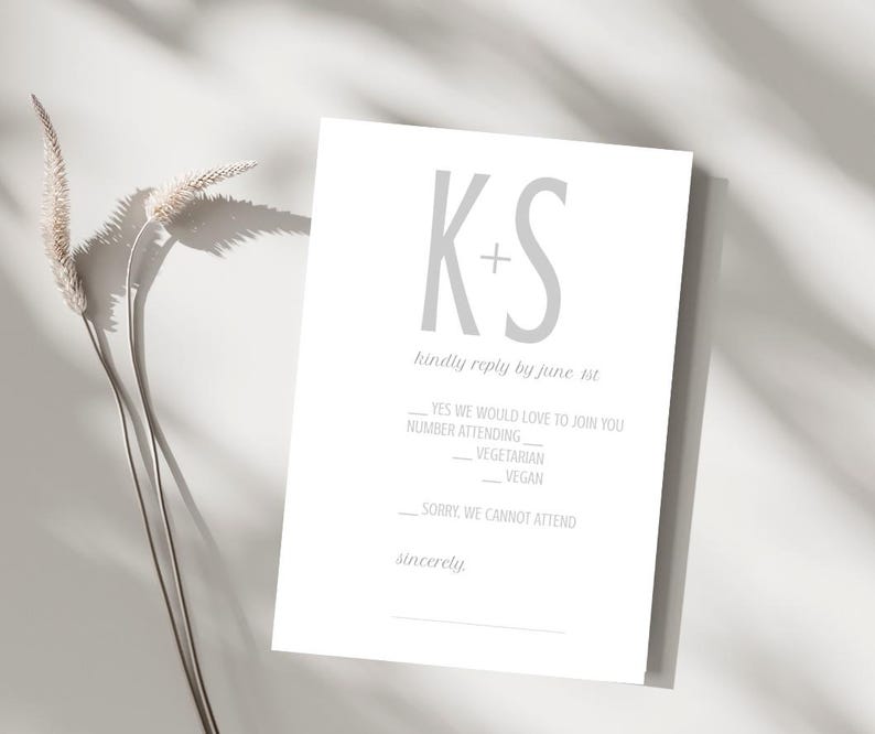 Modern Initials, Simple Look, Wedding Invitation Set, Editable ...