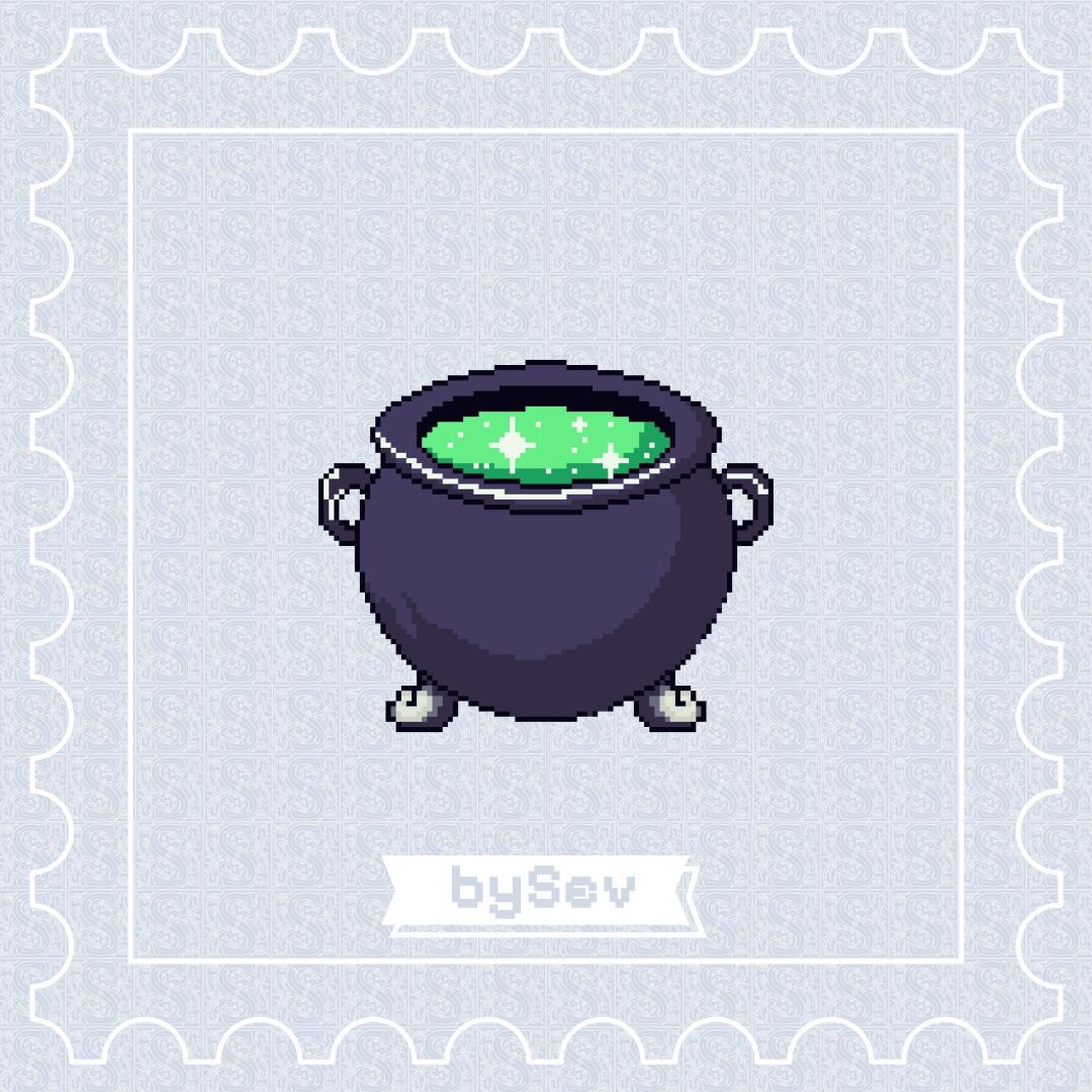 Magical Enchanting Cauldron Retro Pixel Art Witchy, Halloween, Spooky ...