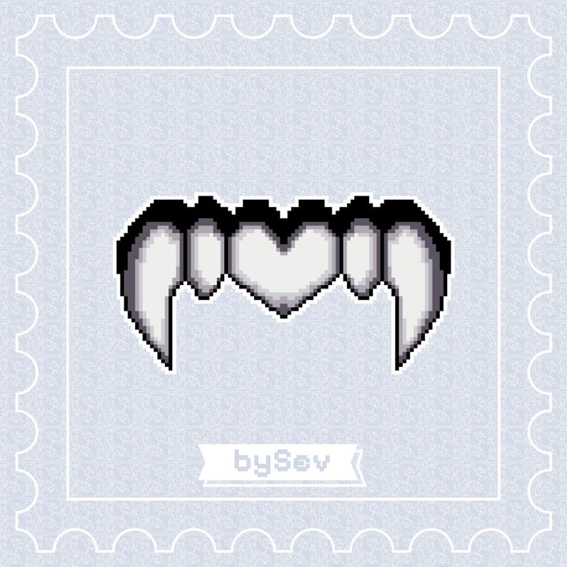Gothic Retro Pixel Art Vampire Fangs Halloween, Horror, Spooky - Etsy