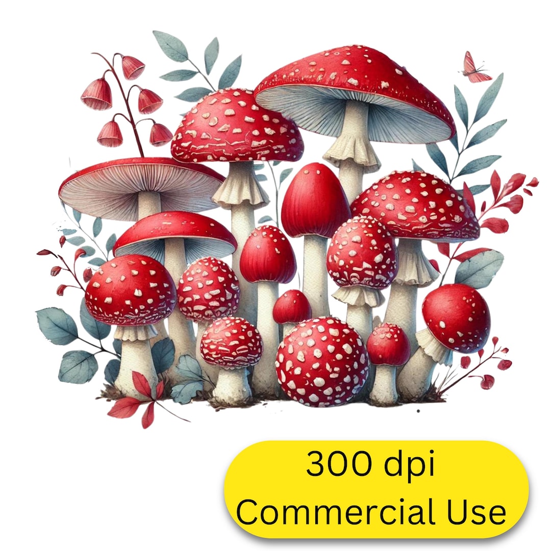 Whimsical Red Toadstool PNG Clipart, Fairytale Mushroom (digital ...