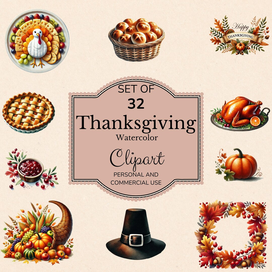 Watercolor Thanksgiving Png Clipart. Fall Clip Art, Turkey, and ...