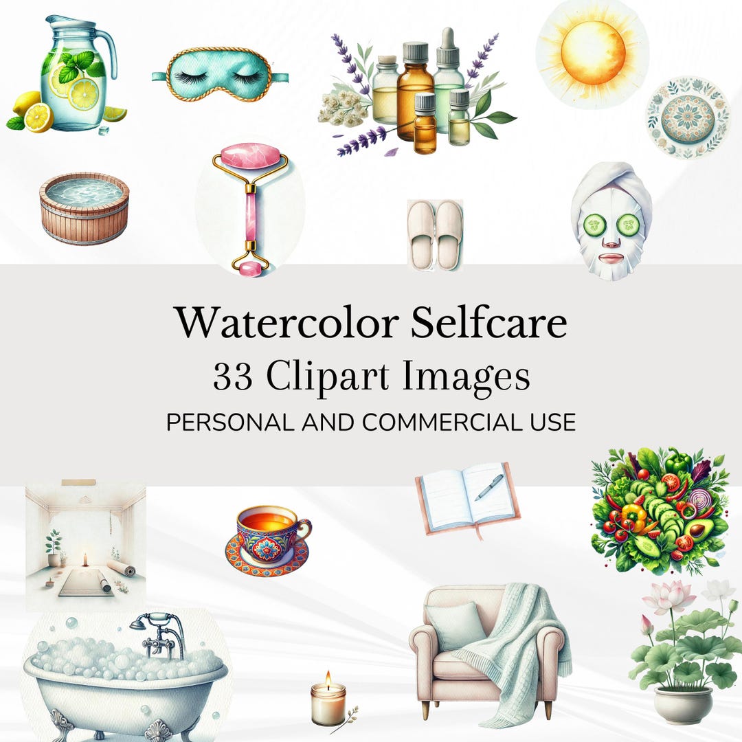 Watercolor Self Care Clipart Bundle. Spa Girl Day Png. Relaxation ...
