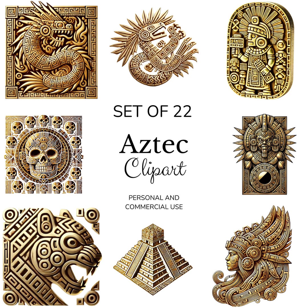 22 Watercolor Aztec Clipart PNG. Sunstone Aztec Gold. Transparent ...