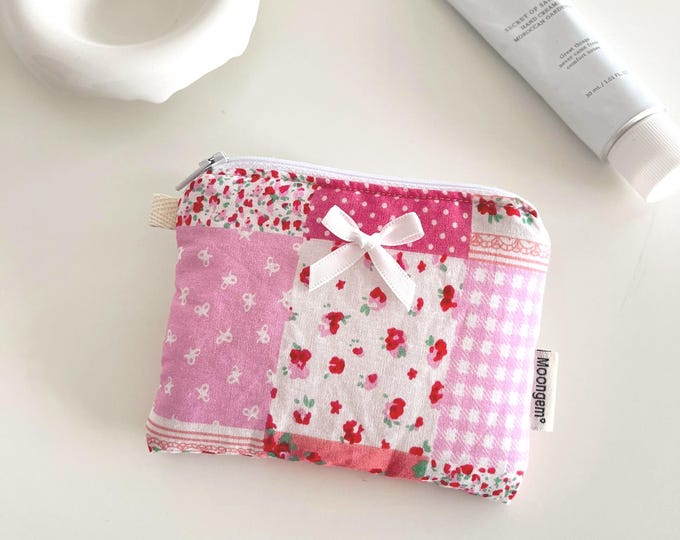 Mini Wallet W/ Pocket, Cute Quilted Aesthetic Zipper Pouch, Floral ...
