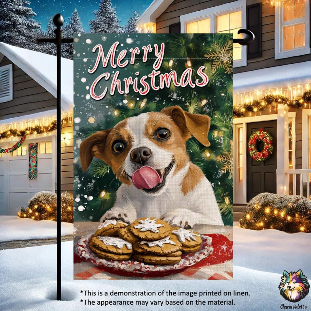 DIGITAL DOWNLOAD Dog and Christmas Cookies Garden Flag Sublimation ...