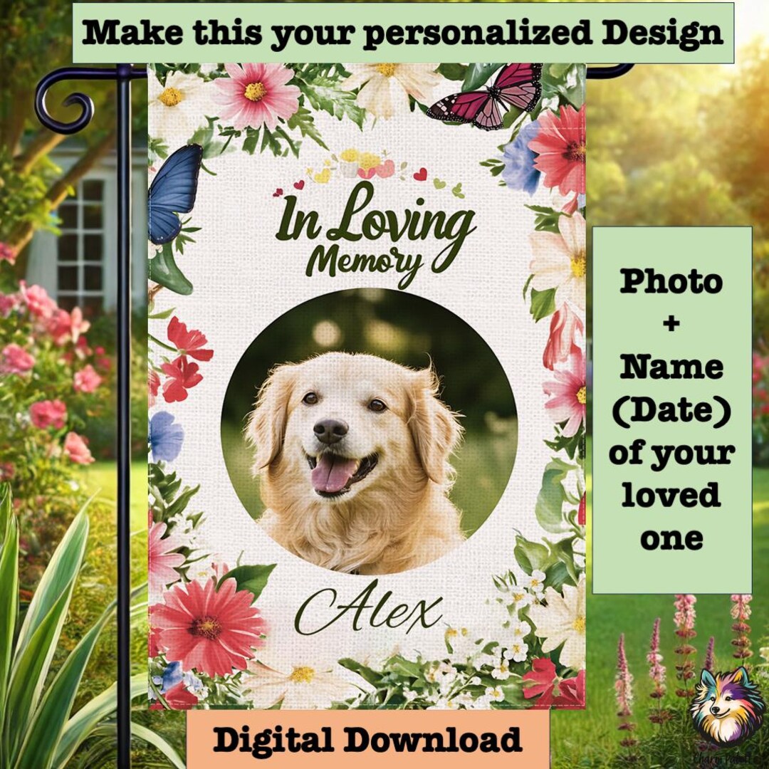 DIGITAL Custom Pet Memorial Flag, Personalized Pet Memorial Design ...