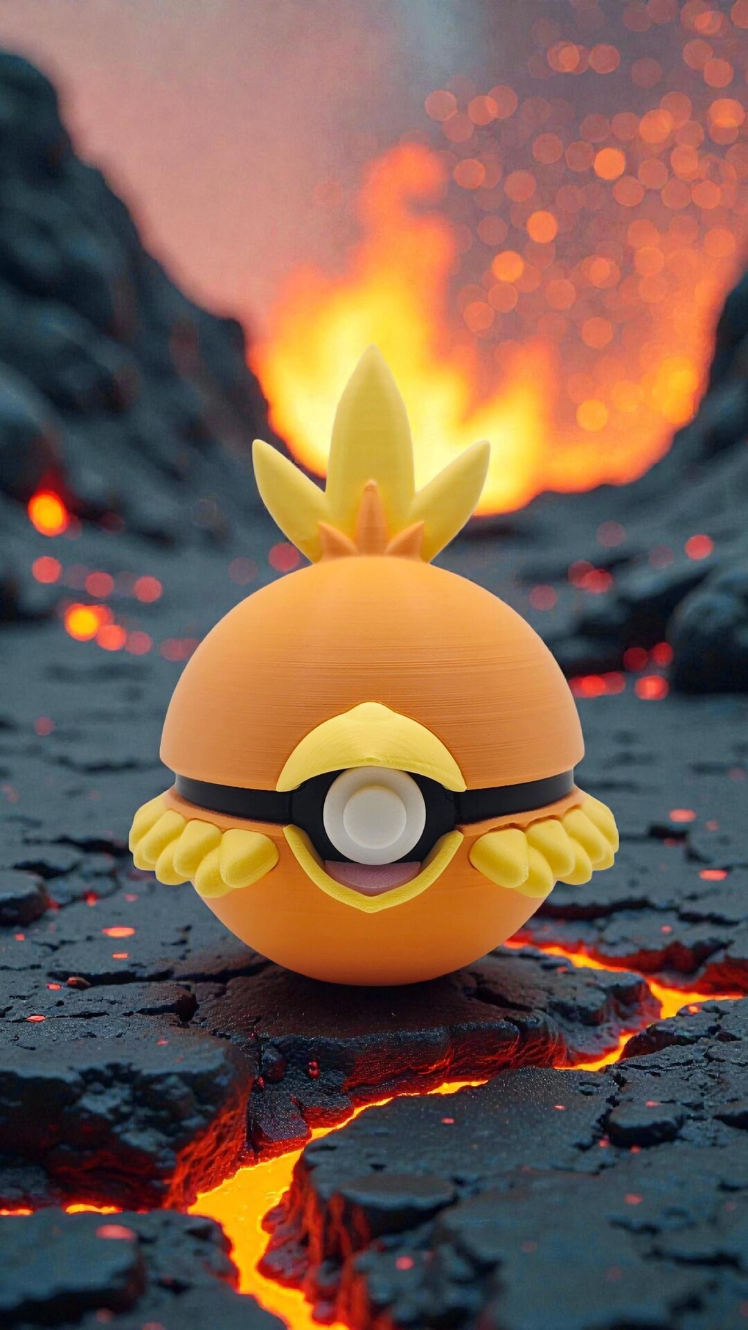 3D Printed Fire Chick Creature Ball Display – Cheerful Flame-inspired ...