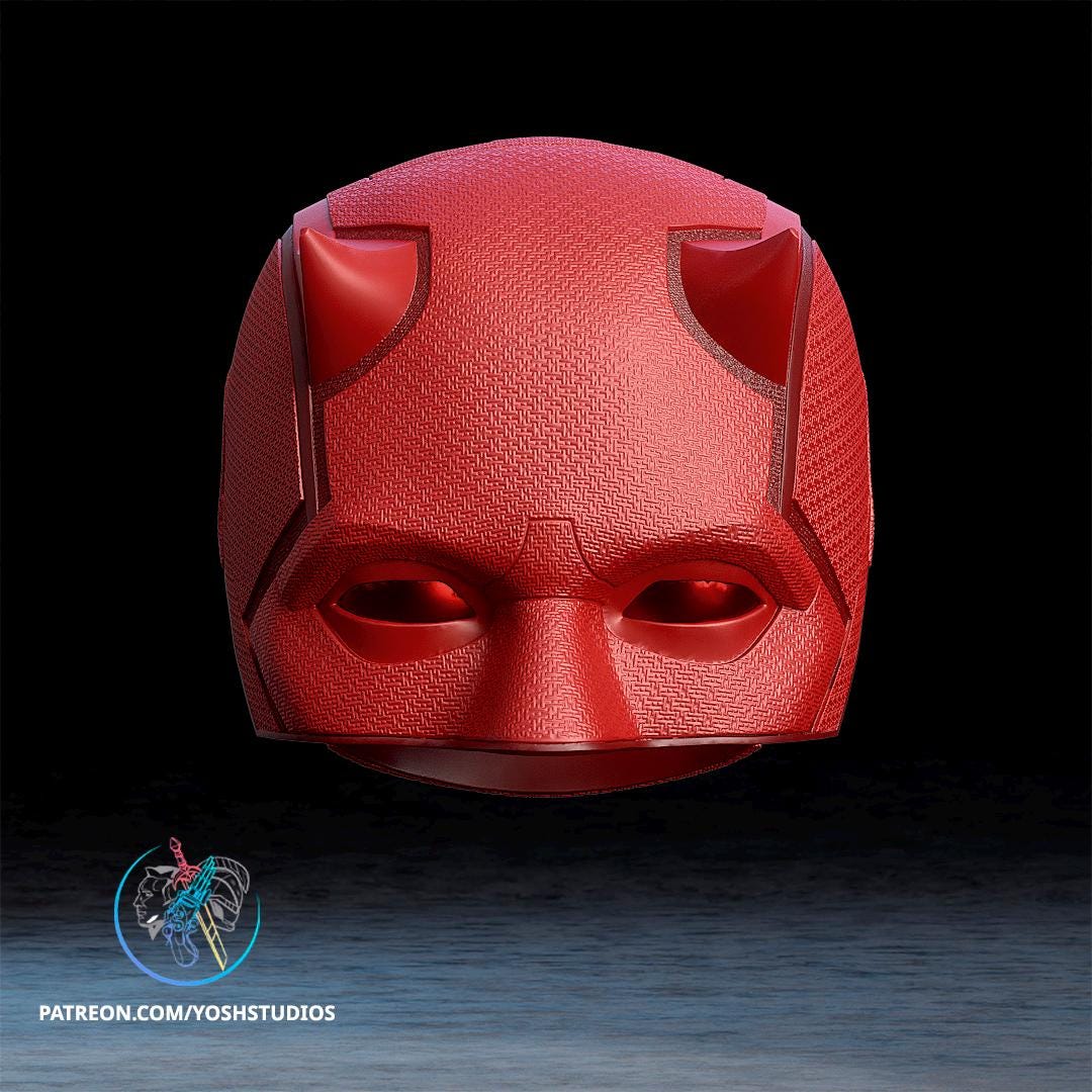Daredevil Sculpted Horn Detail Red Vigilante Mask - Etsy