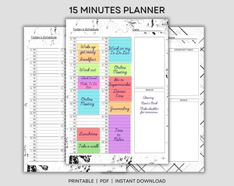 15 Minutes Planner Printable A4 Appointment Tracker Daily Hourly ...