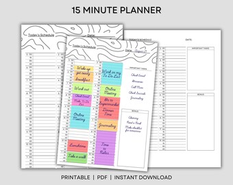 15 Minutes Planner Printable A4 Appointment Tracker Daily Hourly ...