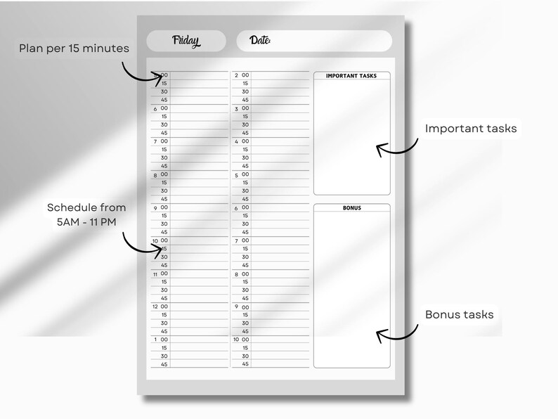 15 Minute Planner Printable A4 Daily Hourly Planner Appointment Tracker ...