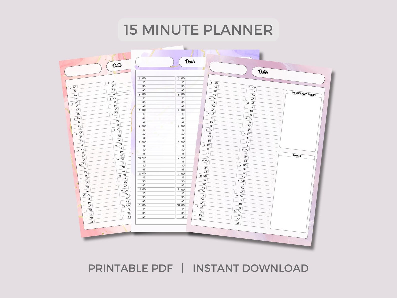 15 Minutes Planner Printable A4 Appointment Tracker Daily Hourly ...