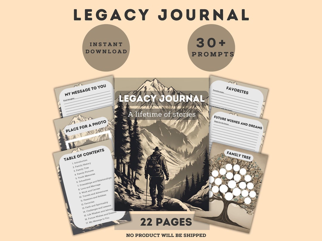 Printable Legacy Journal Family History Journal Memory Book Heritage ...