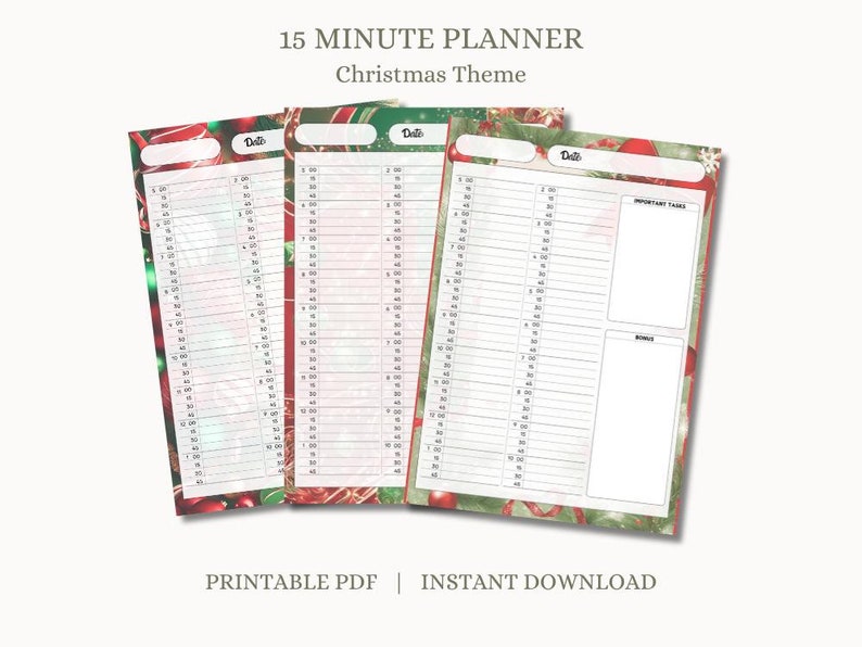 15 Minutes Planner Printable A4 Christmas Planner Daily Hourly Planner ...