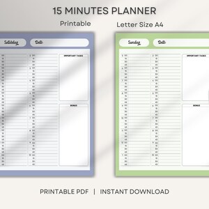15 Minutes Planner Printable A4 Appointment Tracker Daily Hourly ...
