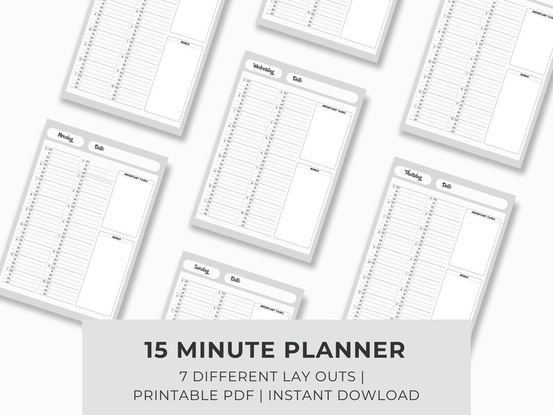 15 Minute Planner Printable A4 Daily Hourly Planner Appointment Tracker ...
