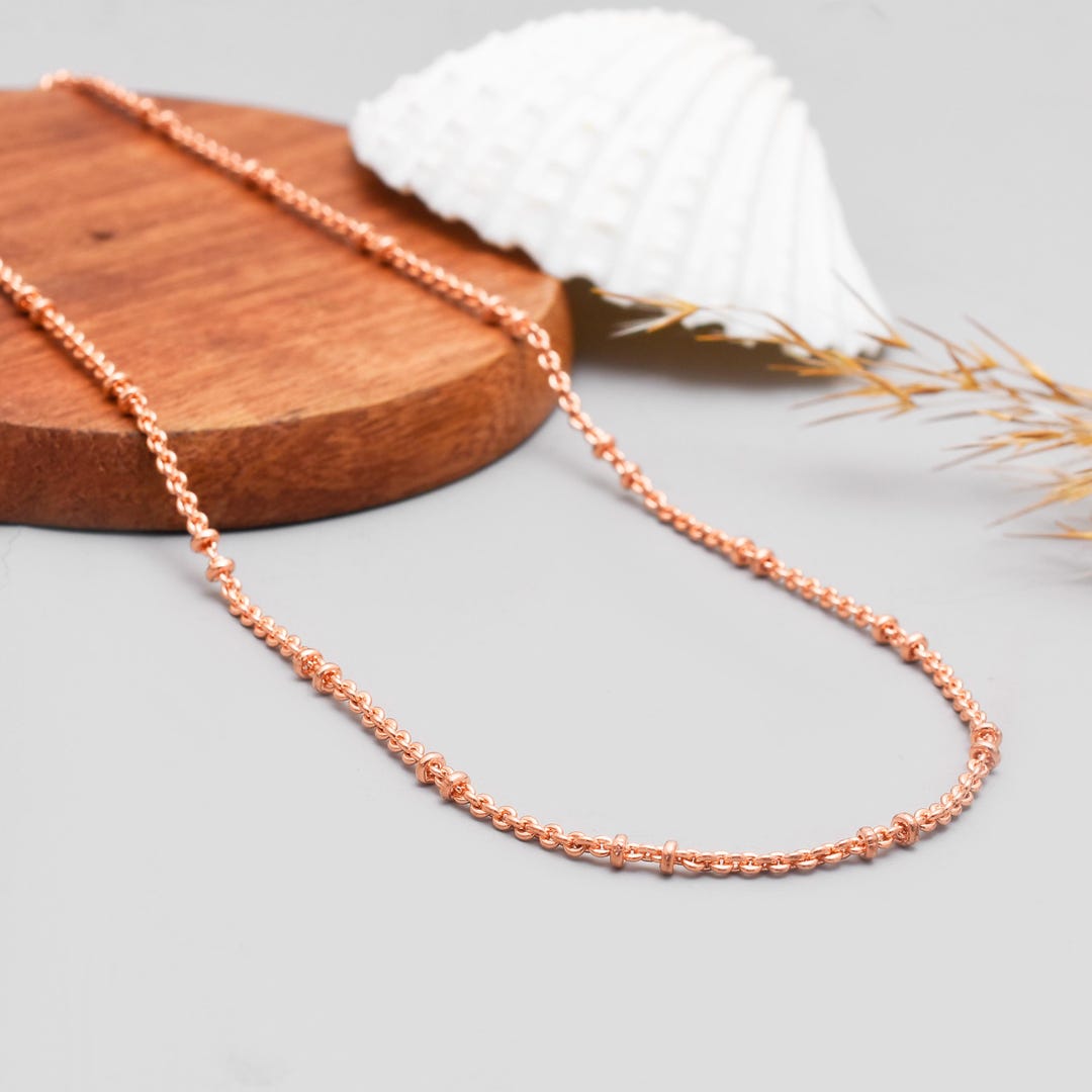 100% Oxidized Copper Beaded Chain Necklace – Pure Solid Copper Chain ...