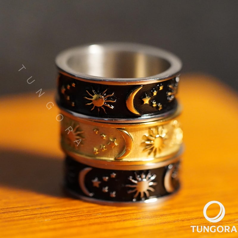 Size 14 Ring Sun and Moon - Etsy