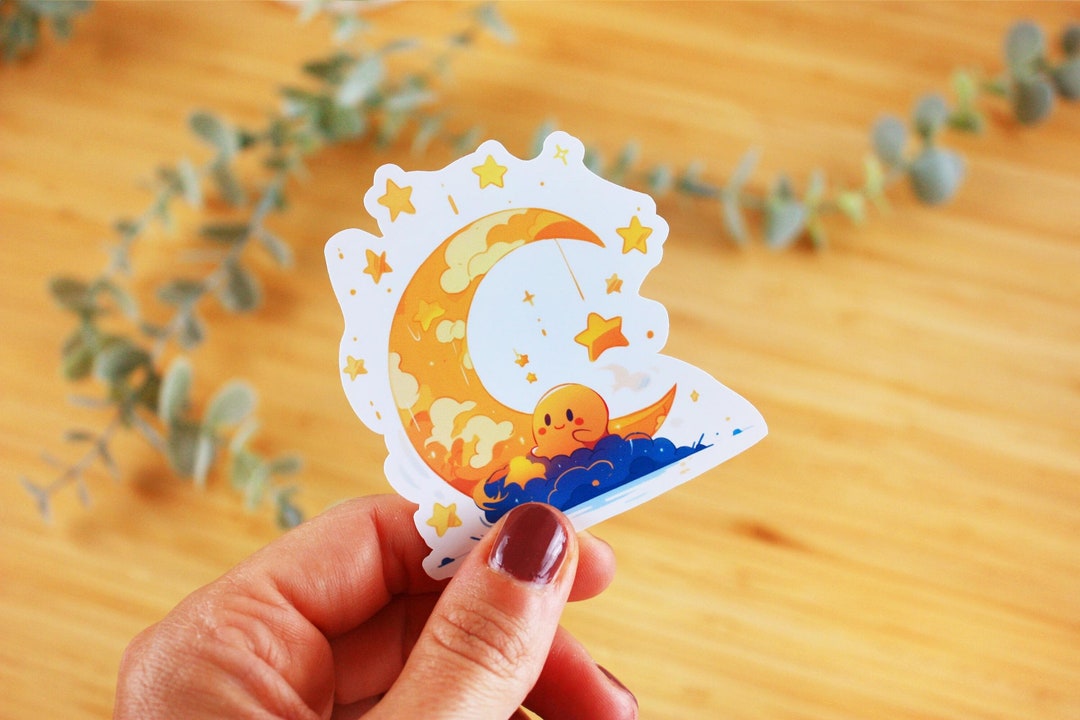 Kawaii Star Moon Sticker | Gift Sticker, Water Bottle Sticker, Kindle ...