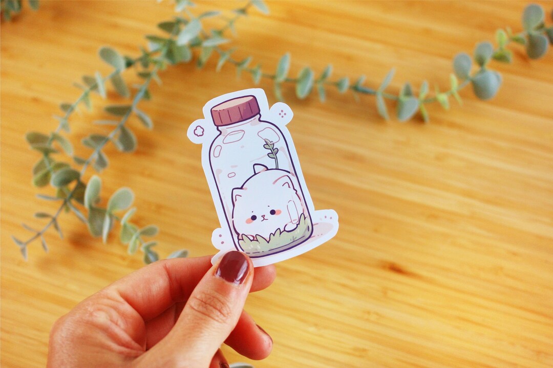 Cat in a Bottle Vinyl Sticker | Gift Sticker, Water Bottle Sticker ...